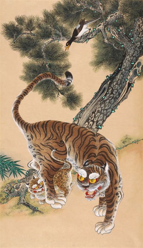 김현수 2016년 작 호작도 화실수업중 방문지도 소구룹지도 작품대여 작품판매 김현수전통민화연구보존회 퓨전민화 창작 전통채색화 취미미술 민화 단청 만다라 탱화 안성시 안성