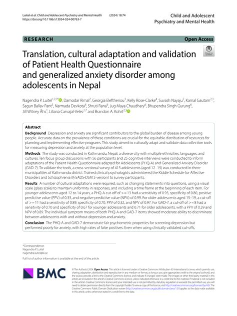 Pdf Translation Cultural Adaptation And Validation Of Patient Health Questionnaire And