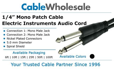 Cablewholesale 1 4 Inch Mono Patch Cable 6 Feet 1 4 Mono