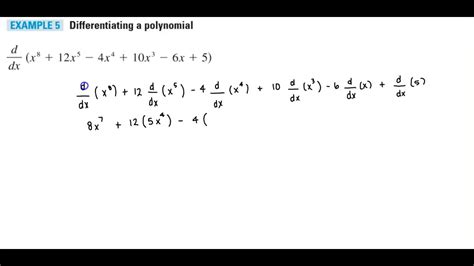 Math 1a 3 1 Example 5 Differentiating A Polynomial Youtube