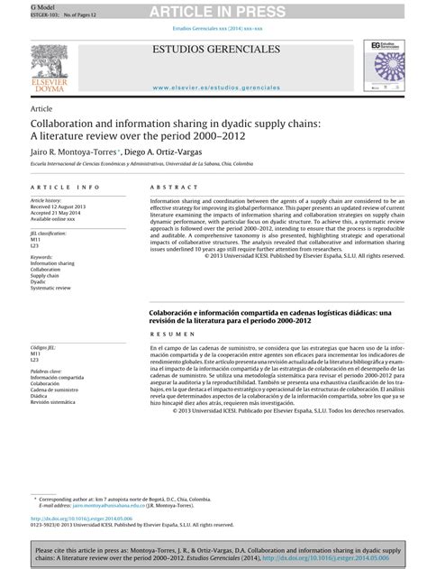 Pdf Collaboration And Information Sharing In Dyadic Supply Chains A Literature Review Over