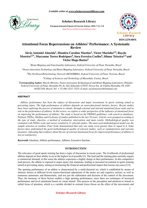 Pdf Attentional Focus Repercussions On Athletes Performance A Systematic Review