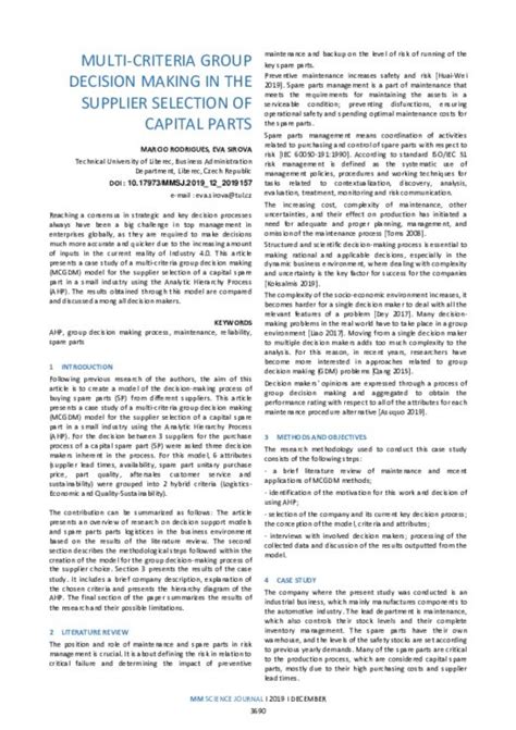 Multi Criteria Group Decision Making In The Supplier Selection Of