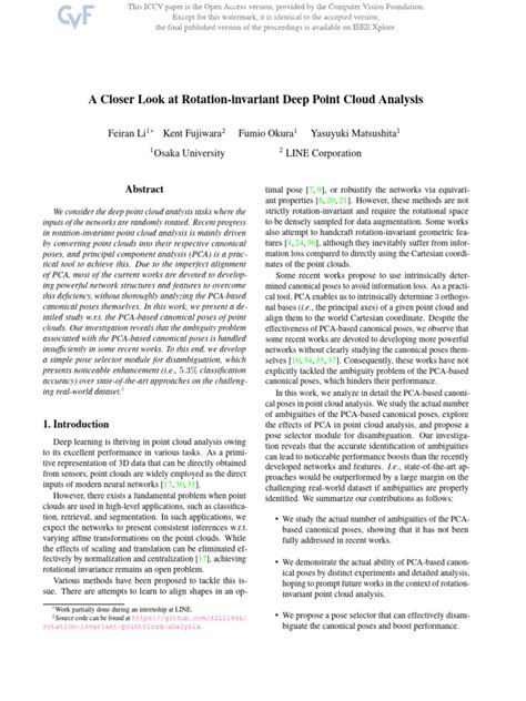A Closer Look At Rotation Invariant Deep Point Cloud Analysis Pdf Rotation Eigenvalues And
