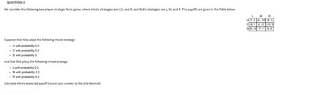 Solved QUESTION 2 Suppose That Alice Plays The Following Chegg Com