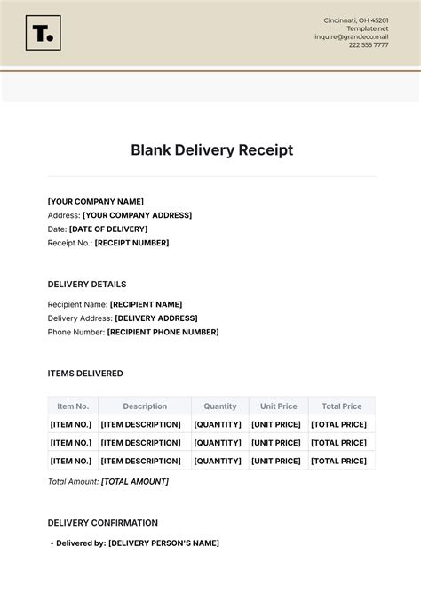 Free Delivery Receipt Templates Editable And Printable