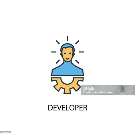 개발자 개념 2 컬러 라인 아이콘입니다 간단한 노란색과 파란색 요소 그림입니다 개발자 개념 개요 기호 디자인 개발에 대한 스톡 벡터 아트 및 기타 이미지 Istock