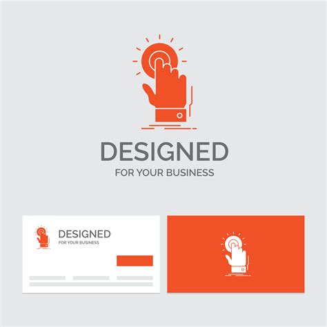 Business Logo Template For Touch Click Hand On Start Orange