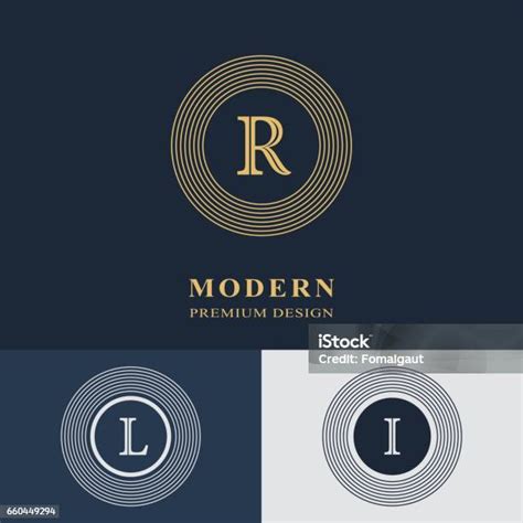현대 로고 디자인입니다 기하학적 인 선형 모노 그램 템플릿입니다 편지 상징 R L 구별의 I 마크 브랜드 이름 회사 비즈니스 카드에 대 한 보편적인 비즈니스 서명 배지 벡터