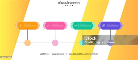 4단계가 있는 벡터 인포그래픽 화살표 템플릿입니다 웹 디자인 타임 라인 다이어그램 차트 그래프 비즈니스 프리젠 테이션에 사용할