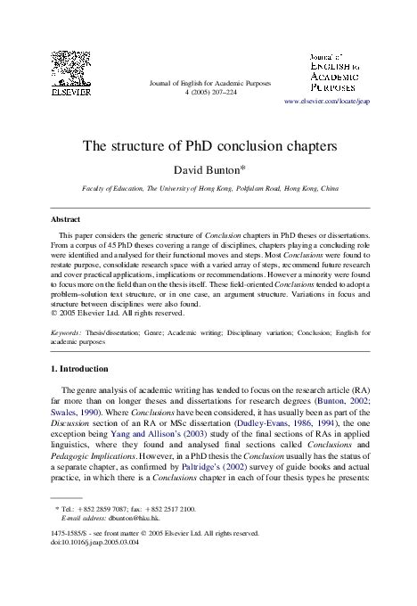 Pdf The Structure Of Phd Conclusion Chapters