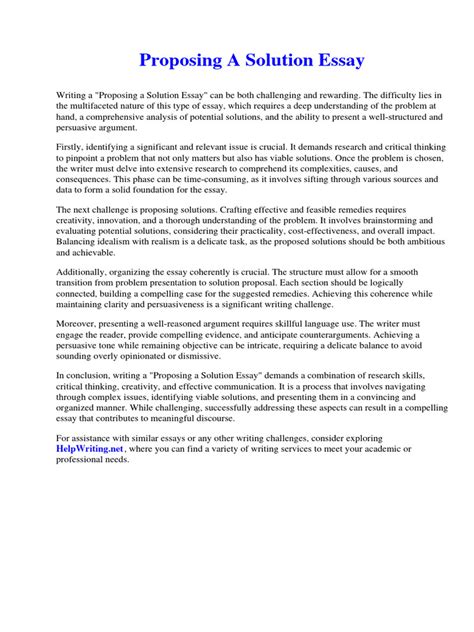 Proposing A Solution Essay Pdf