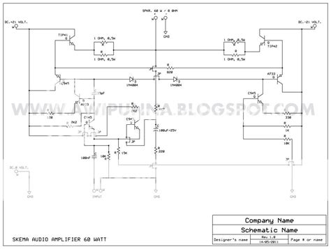 Arwis Blog Skema Audio Power Amplifier Dengan Transistor Tip41 Dan Tip42