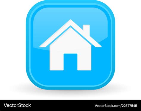 Home Icon Blue Square Shiny Button Royalty Free Vector Image