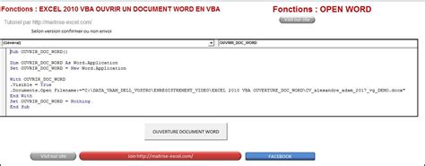 Excel 2010 Comment Ouvrir Un Document Word 2010 En Vba En Moins De 4 Min Maitrise Excel