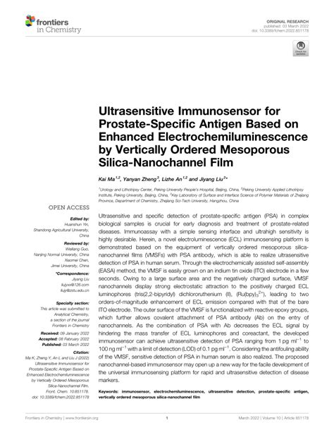 Pdf Ultrasensitive Immunosensor For Prostate Specific Antigen Based On Enhanced
