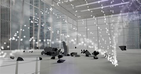 Animation Of Dna Structure Spinning Over Euro Symbol Falling And Breaking At Office Stock Video