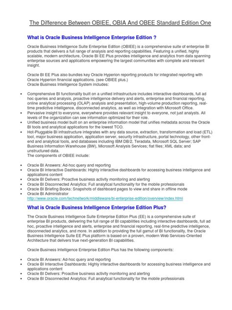 The Difference Between Obiee Pdf Business Intelligence Oracle