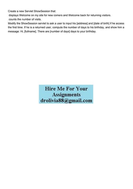 Create A New Servlet Showsession That Displays Welcome Onpdf