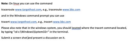 Solved Note On Linux You Can Use The Command Traceroute