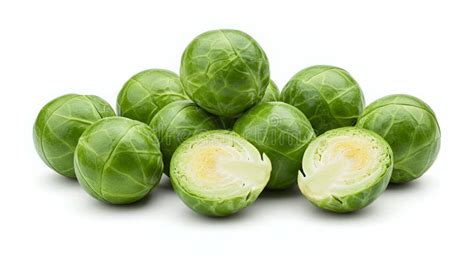Fresh Green Brussels Sprouts Closeup On White Background Stock Illustration Illustration Of