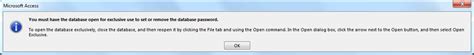 how to open access database exclusively 2007 2016