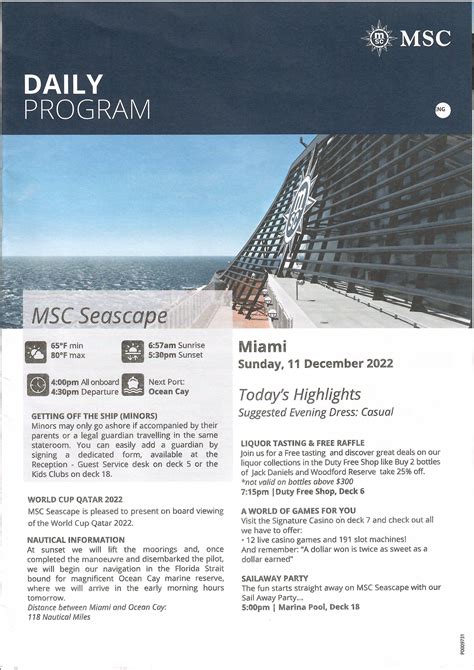 Msc Seascape Daily Program Caribbean December 11 2022 — Home