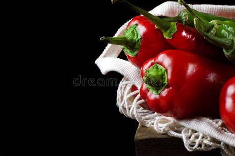 Peppers Of Different Sorts In The Mesh Bag Stock Image Image Of Space
