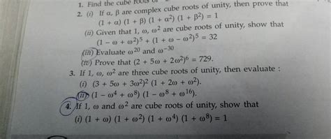 2 I If αβ Are Complex Cube Roots Of Unity Then Prove That 1α1β