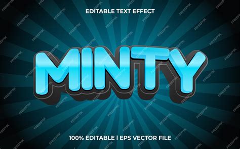 Premium Vector Minty 3d Text Effect With Fresh Theme Typography For
