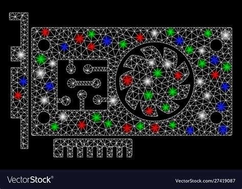 Bright Mesh Wire Frame Gpu Accelerator Card Vector Image Bright Mesh Wire Frame Gpu Accelerator Card Vector Image