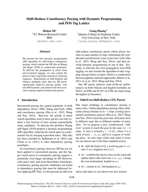 Pdf Shift Reduce Constituency Parsing With Dynamic Programming And