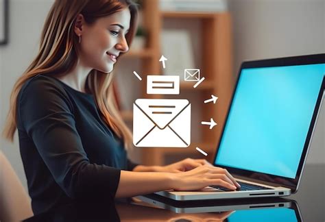 Premium Photo Email Marketing And Newsletter Concept Woman Using Computer Laptop And Sending
