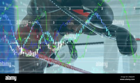 Image Of Digital Interface With Statistics Recording And Data Processing Over Male Boxer Resting
