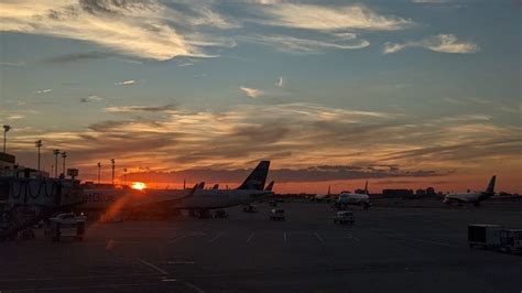 Sunset At Jfk Airport With Jetblue Planes