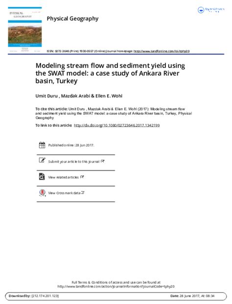 Pdf Modeling Stream Flow And Sediment Yield Using The Swat Model A