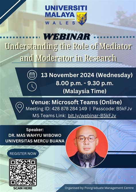 Webinar Universiti Malaya Wales Dengan Tema “understanding The Role Of Mediator And Moderator In