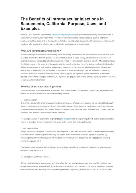 Ppt The Benefits Of Intramuscular Injections In Sacramento California Purpose Uses And