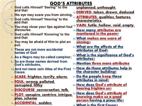 Printable Attributes Of God List