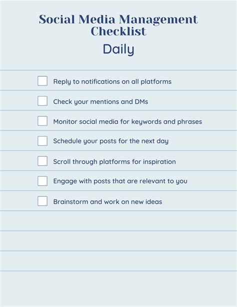 A Daily Weekly Monthly Social Media Checklist Blogs