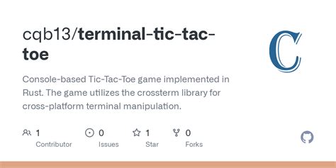 github cqb13 terminal tic tac toe console based tic tac toe game