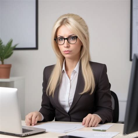 Female Office Boss With Blond Hair And Glasses Stable Diffusion Online