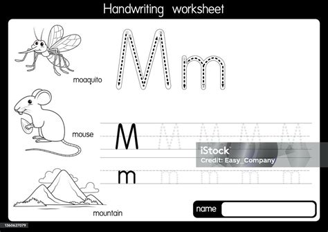 알파벳 문자 M 어퍼 케이스 또는 어린이 학습 연습 Abc를위한 대문자와 산의 벡터 그림 낙서 드로잉에 대한 스톡 벡터 아트 및 기타 이미지 낙서 드로잉 알파벳