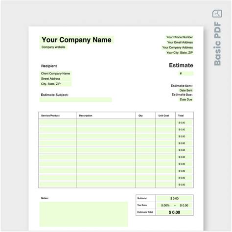 Free Estimate Template Customize Download Jobber Free Tools In Blank Estimate Form Template