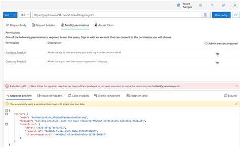 Auditlogssignins Api Fails With Error Authentication