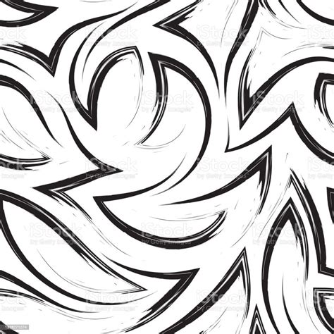 모서리와 컬의 형태로 부드러운 브러시 스트로크의 검은 벡터 원활한 패턴 흑백 텍스처 0명에 대한 스톡 벡터 아트 및 기타 이미지 0명 각도 검은색 Istock