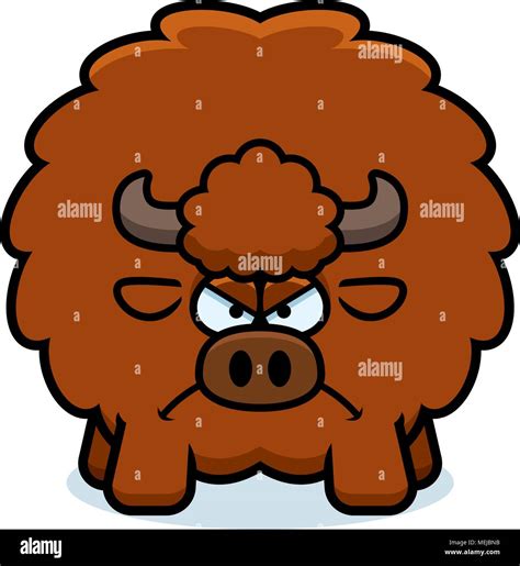 A Cartoon Illustration Of A Buffalo Looking Angry Stock Vector Image