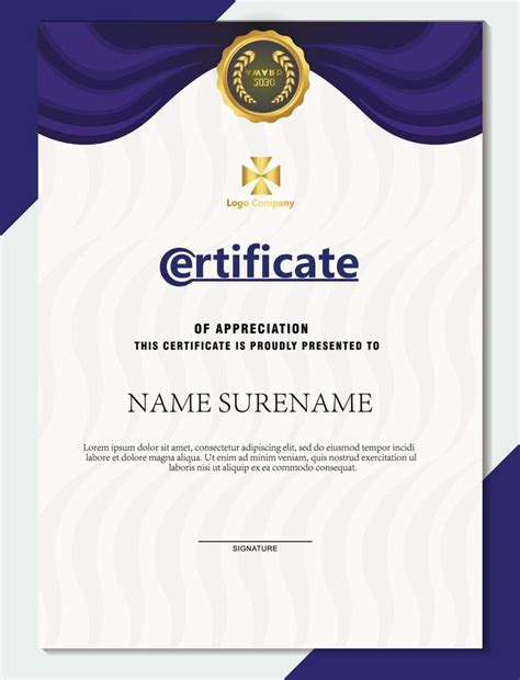 Certificate Template With A4 Portrait And Landscape Size For Diploma