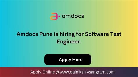 Amdocs Is Hiring For Software Test Engineer Exp 15
