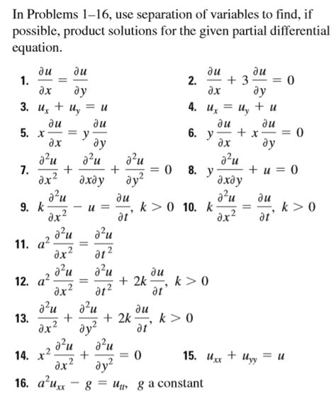 solved in problems 1 16 use separation of variables to